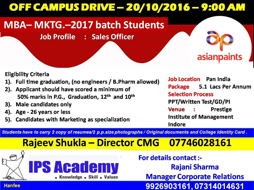 Central Placement Cell: Asian Paints Off Campus Drive MBA Marketing ...