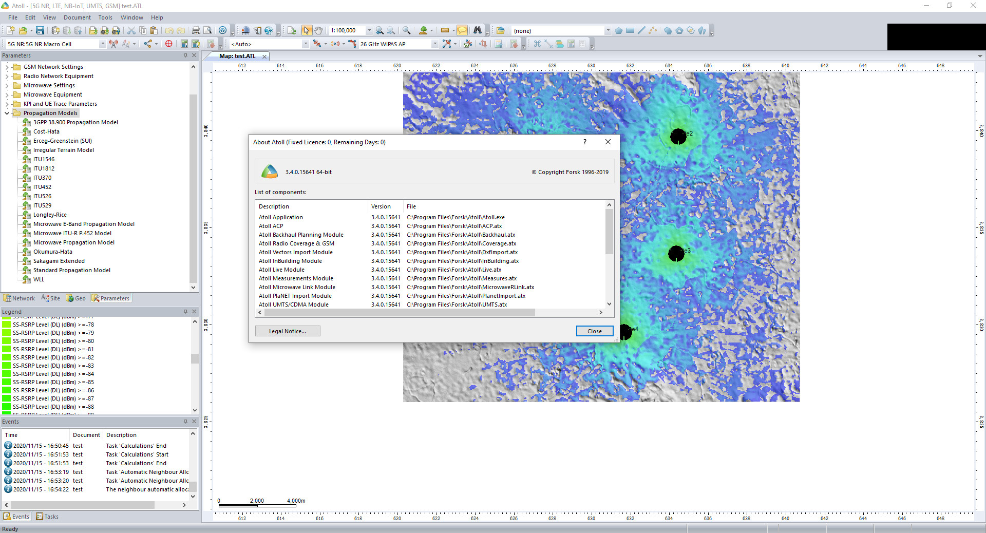 Software Solution: Forsk Atoll 3.4.0 , support 5G NR