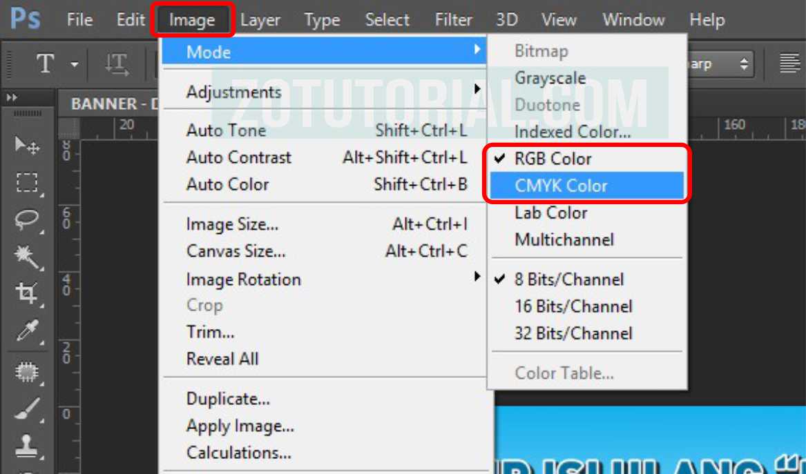 Cara Mengubah RGB atau CMYK di Photoshop (Mode Color) - zotutorial