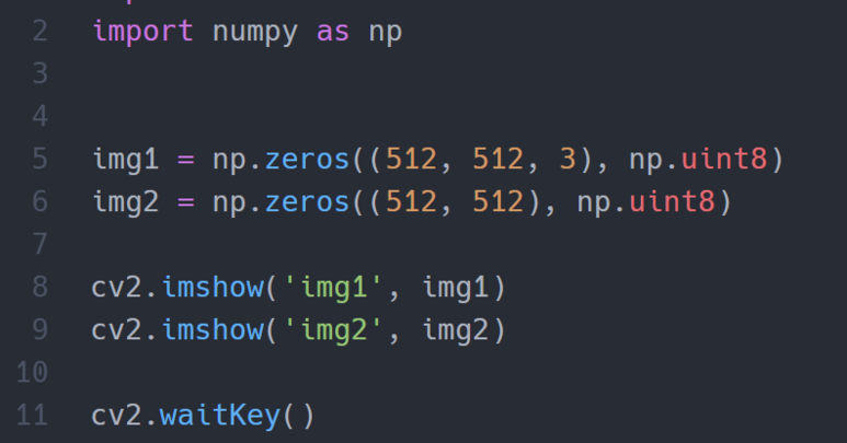 Python OpenCV 빈 화면 만들기:별빛 연구소(Starlight Lab)