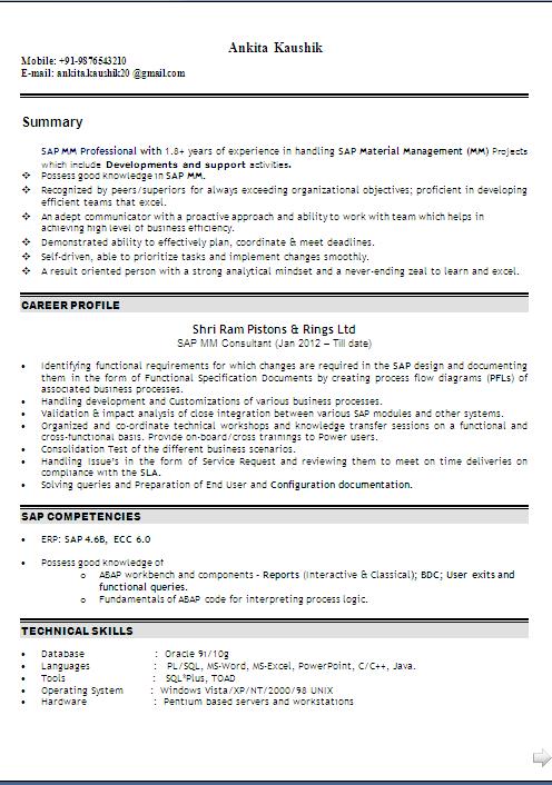 format of cv for job free download