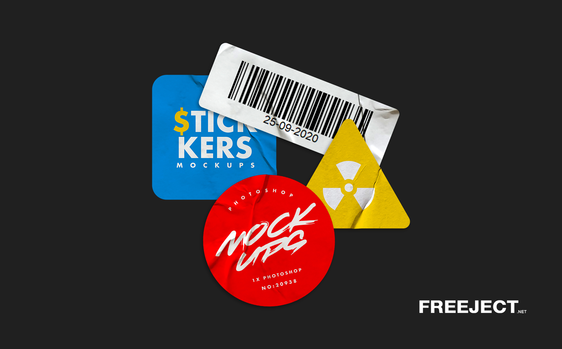 Free 4 Glued Sticker Mockups Photoshop File free-4-glued-sticker-mockups-photoshop-file