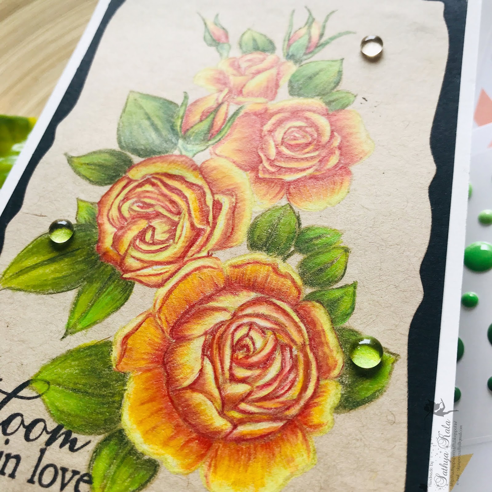 Paperie Expressions: Pencil colored Roses Card