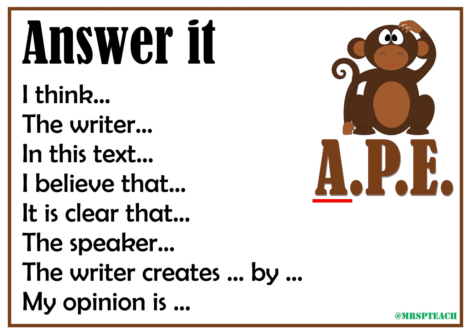 Mrs P Teach: Going A.P.E. (Replacing P.E.E.)