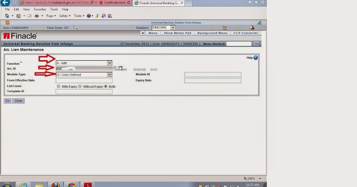 ACCOUNT MAINTENANCE LIEN & FREEZE IN DOP FINACLE - POST CLUE