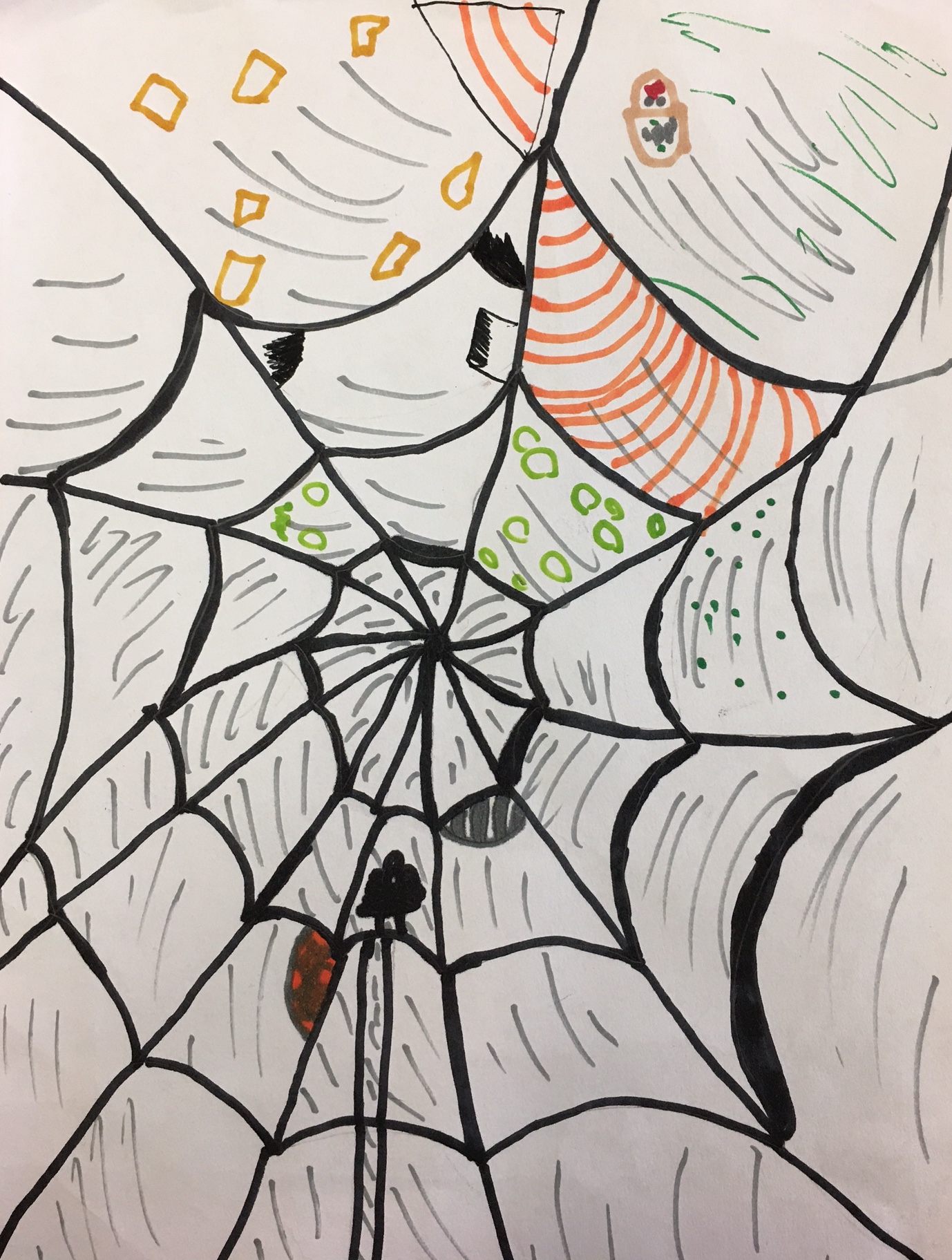 Student Art Gallery: Gr. 3 & 4 Zentangle Spider Webs 2020-21