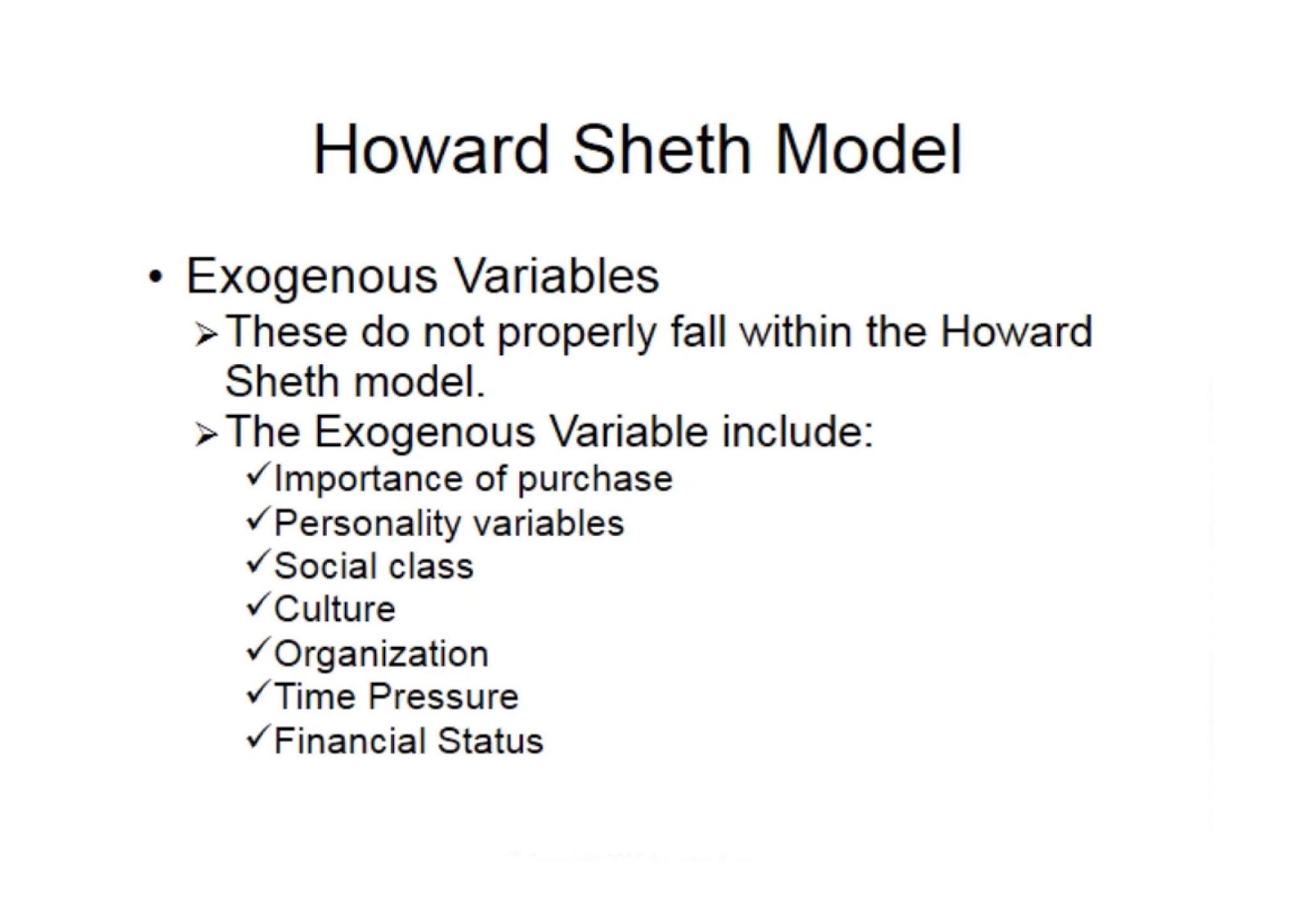 AR VTU MBA E-NOTES: Howard Sheth Model