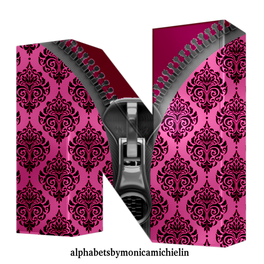 M. Michielin Alphabets: ZIPER WINE PINK DAMASK TEXTURE ALPHABET #ziper