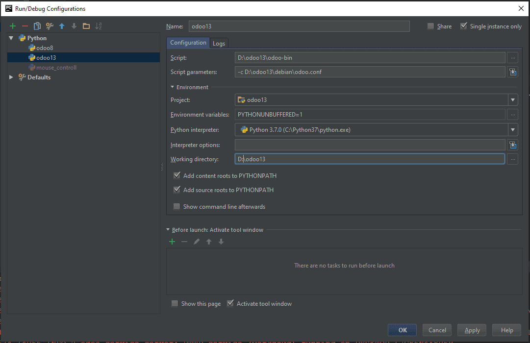 Install Odoo13 on Windows with Pycharm Configuration