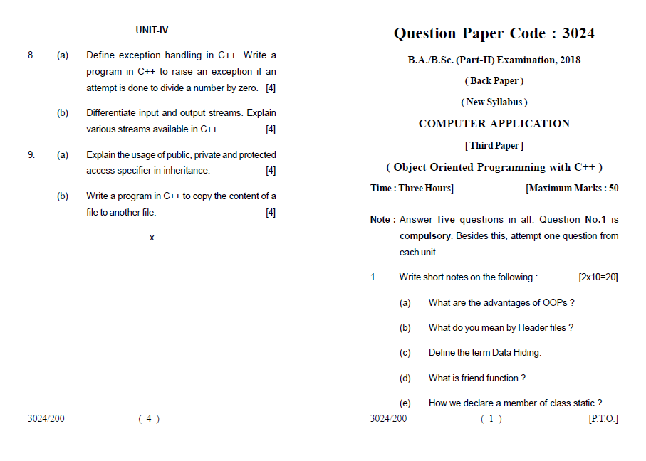 Lucknow University B.A./B.Sc. (Part-II) (Back Paper)( New Syllabus ...
