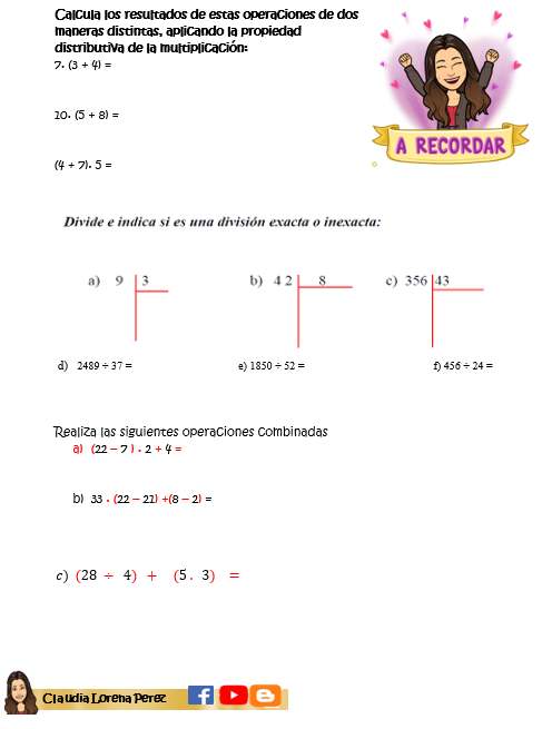 PRACTICA DE MULTIPLICACION Y DIVISION CON N - CLAUDIA LORENA PEREZ