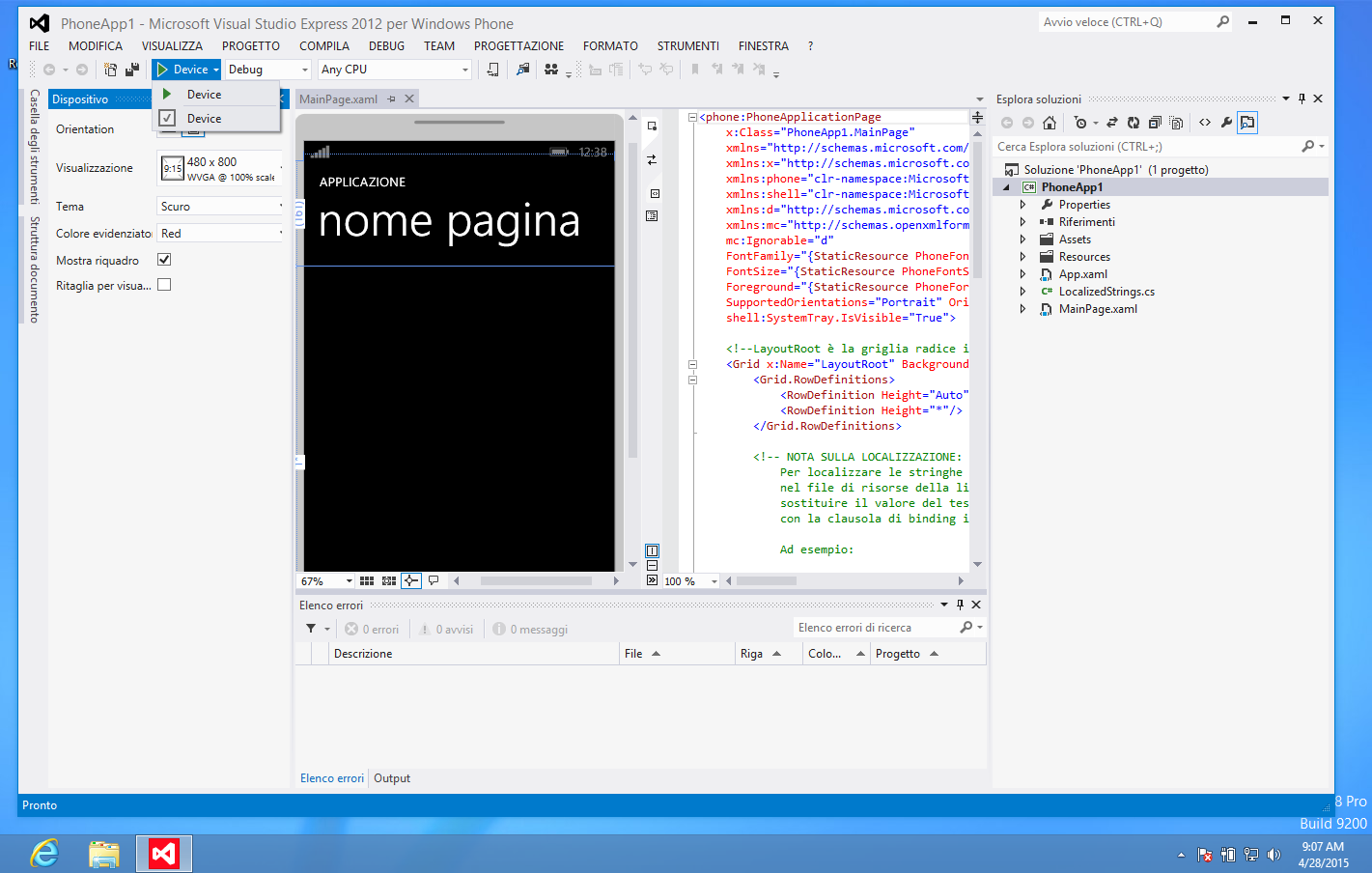 DHOB: Windows Phone SDK su Virtualbox