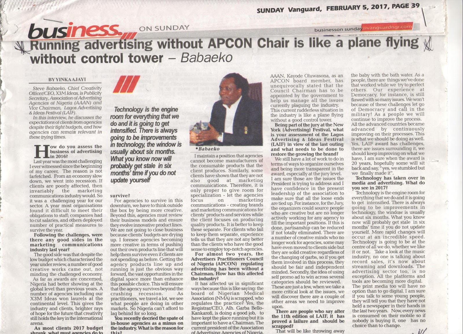 APCON - Advertising Practitioners Council of Nigeria: February 2017