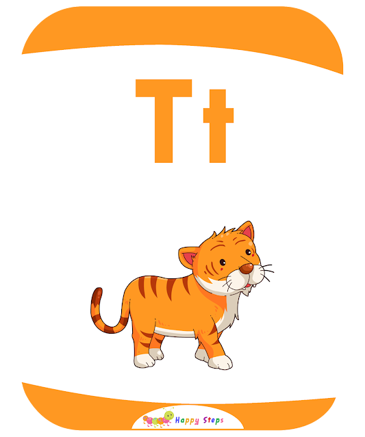 Letter T Flashcards for kids