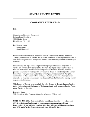 Rescission Letter Template ~ Resume Letter