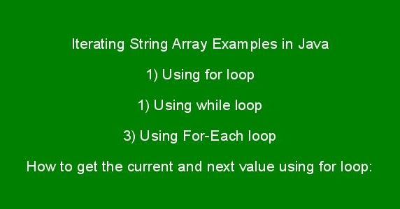 Iterating String Array Examples In Java Iterate Through String Array