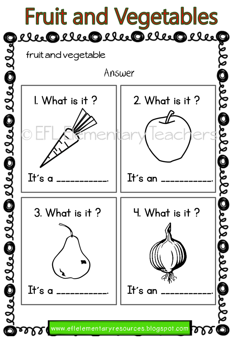 EFL Elementary Teachers: Fruit and Vegetable Theme