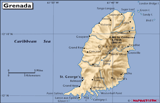 GRENADA - GEOGRAPHICAL MAPS OF GRENADA