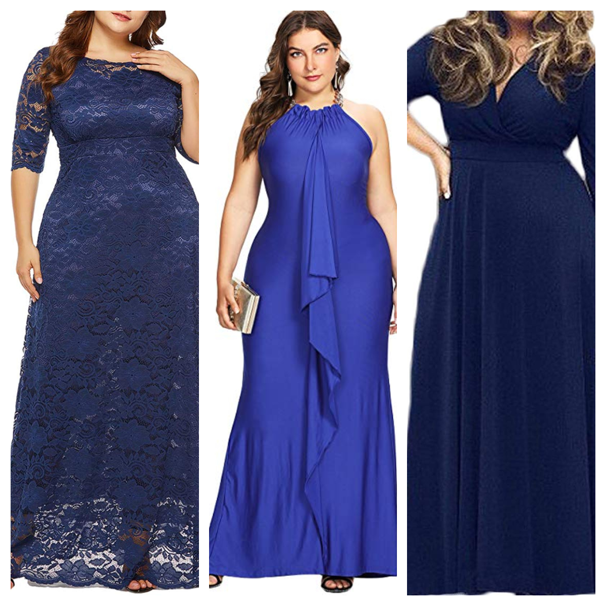 Vestidos. Elegancia en azul para gorditas.