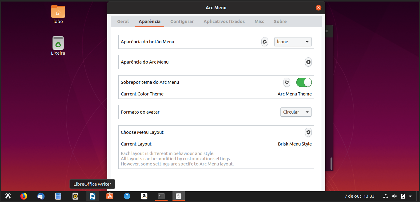 Arc Menu 34 com novos recursos no Gnome shell