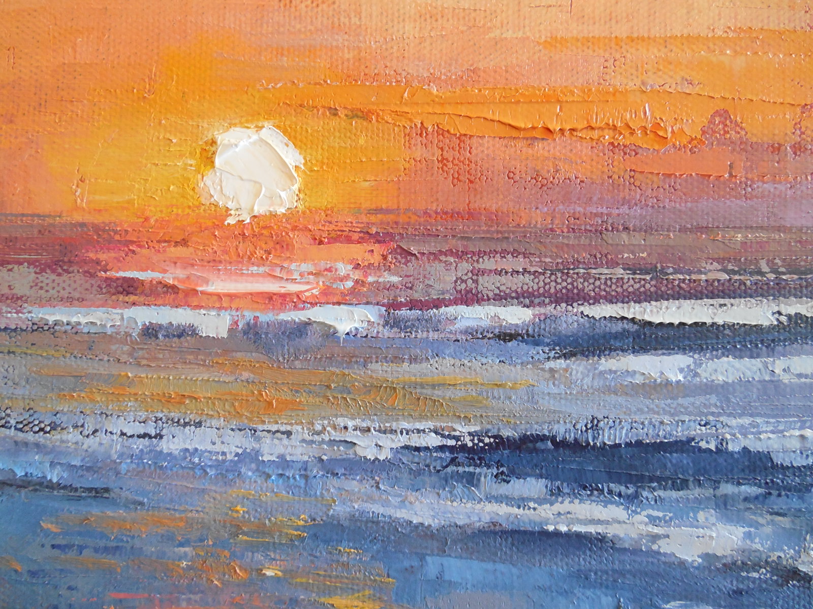 Palette Knife Painters, International: Sunset and Sea Painting, Small ...