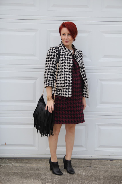 Thrift and Shout: Cute Outfit of the Day: Houndstooth Pattern Mixing