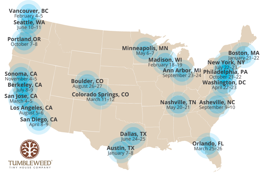mytinyhousedirectory: 2017 Tumbleweed Tiny House Workshop Locations