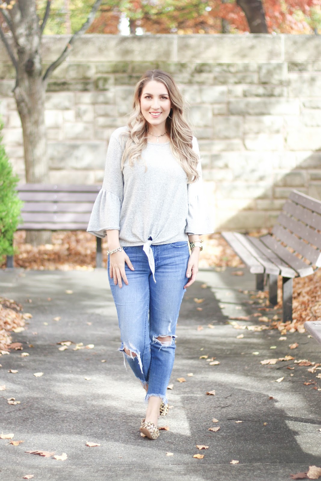 STYLING A TIE FRONT SWEATER FOR FALL | A Classy Fashionista