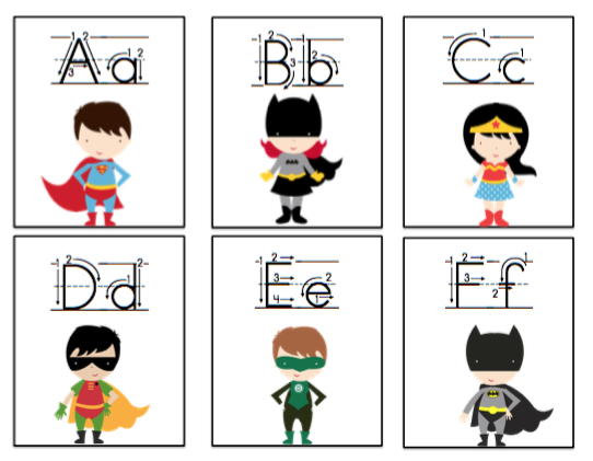 Superhero Theme Alphabet Cards ~ Preschool Printables