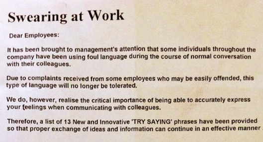 Daveswordsofwisdom.com: Swearing in the Workplace - The Memo.