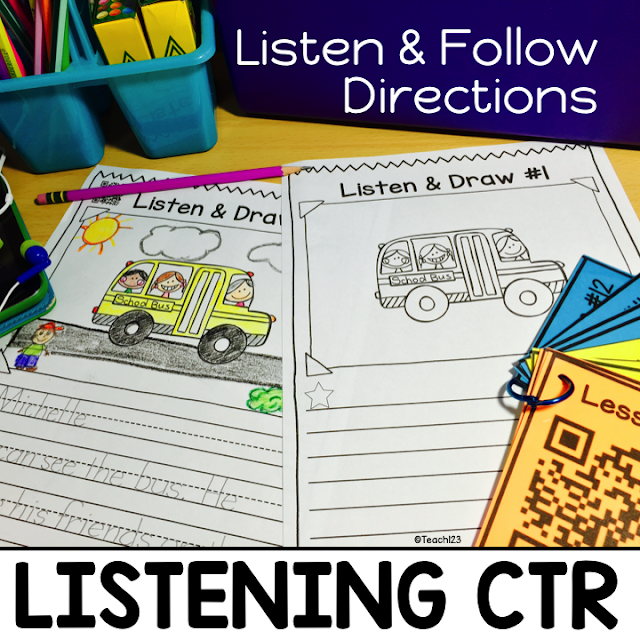 Listen and Following Directions - QR Code Listening Center, Assessment ...