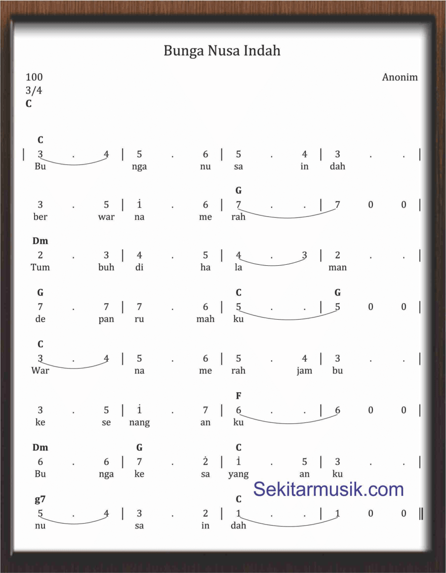 Not Angka Bunga Nusa Indah - SEKITAR MUSIK