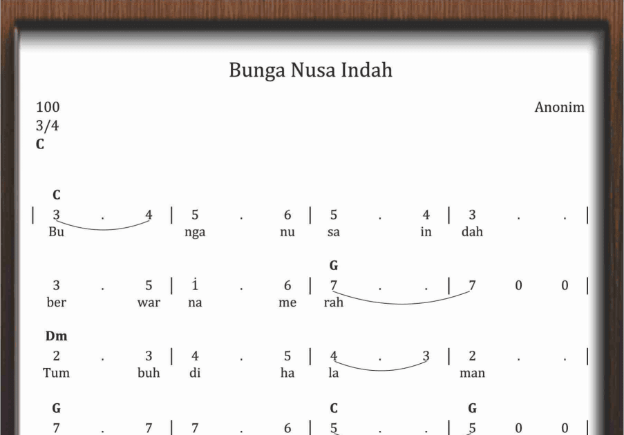 Not Angka Bunga Nusa Indah - SEKITAR MUSIK