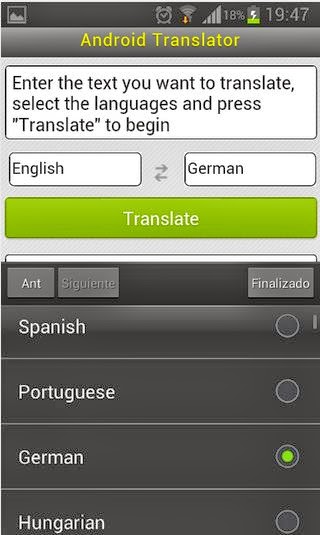 Free Translate for Android lets you translate from and to 40 languages