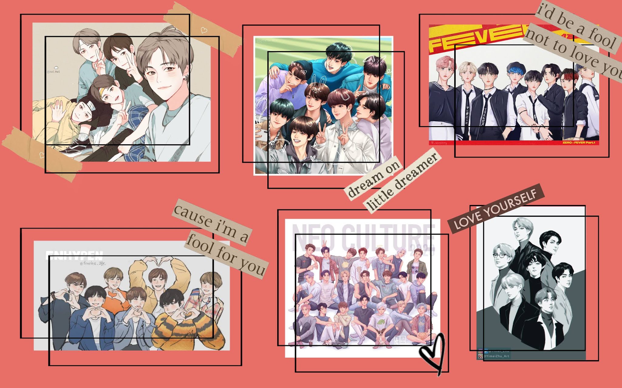 BTS, NCT, TXT, Ateez, Stray Kids and Enhyphen wallpaper