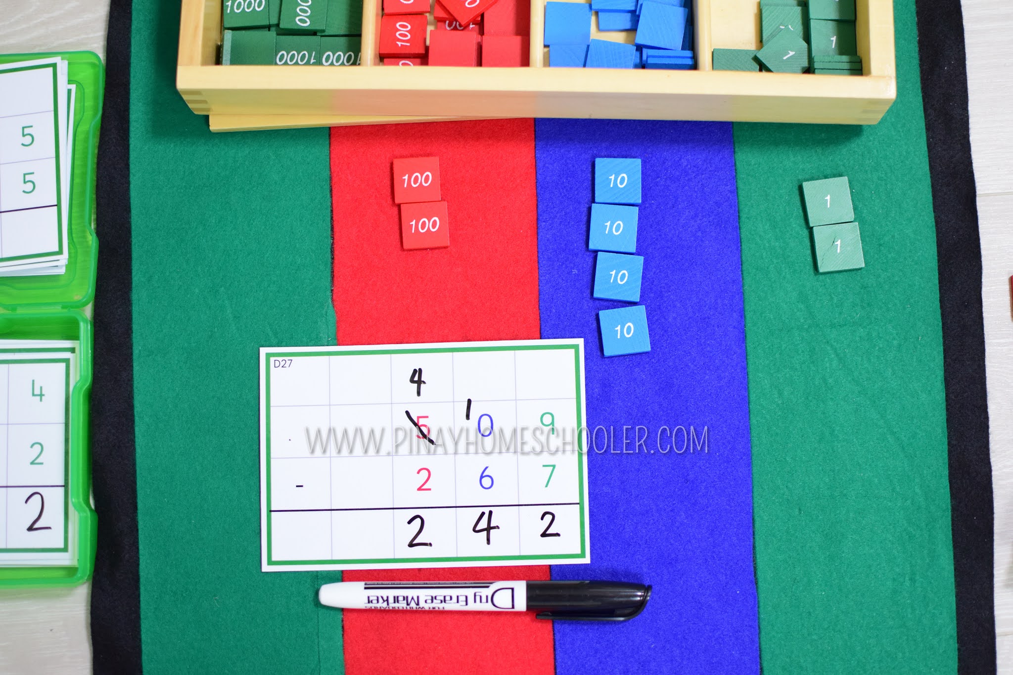 Learning Subtraction with Montessori Stamp Game | The Pinay Homeschooler