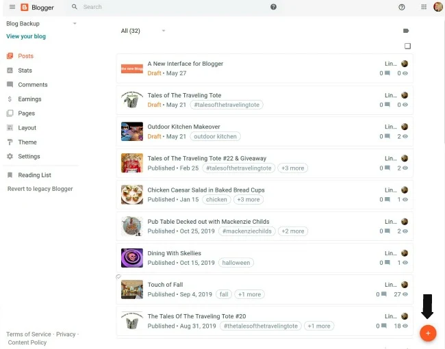 A New Interface for Blogger | Life and Linda