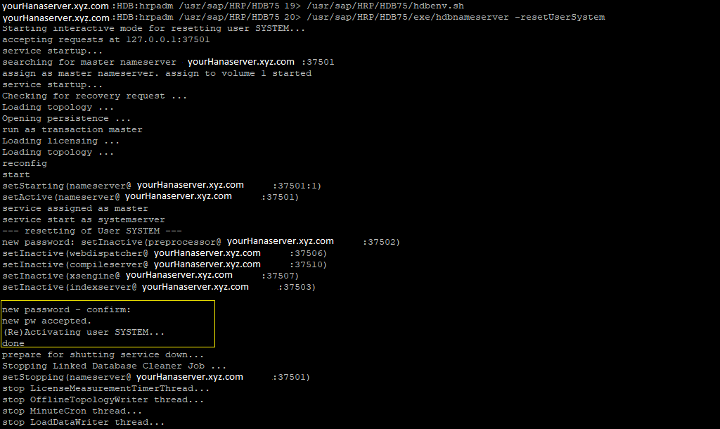 HANA Tutorials: How to reset HANA SYSTEM User password of SYSTEMDB HANA Tutorials: How to reset HANA SYSTEM User password of SYSTEMDB
