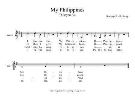 My Philippines (O Bayan Ko) Kalinga Folk Song Music Sheet