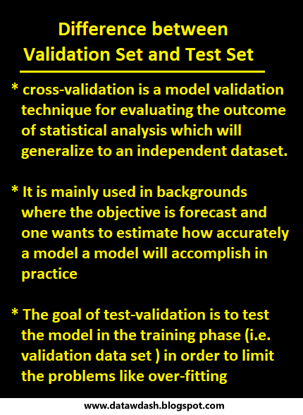 data-w-dash: validation and test data set in data analysis and data science