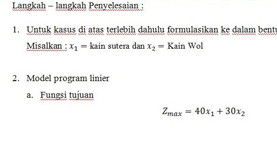 OPERASI RISET (PROGRAM LINEAR DENGAN METODE GRAFIK): PROGRAM LINEAR ...