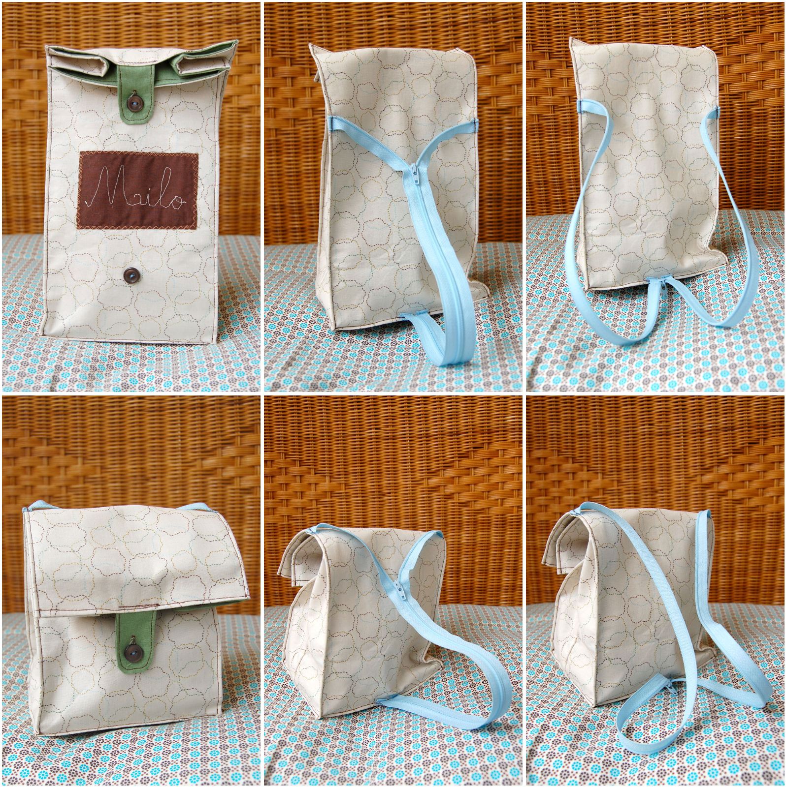 Zipper Strap Lunch Bag Tutorial ~ DIY Tutorial Ideas!