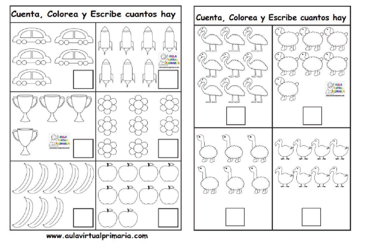 Excelentes Actividades Cuenta Colorea Y Escribe La Cantidad - Dinamicas ...