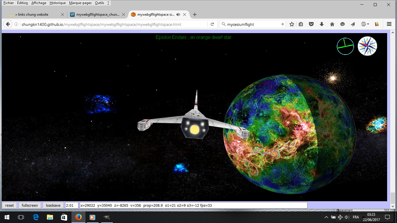 chung's blogspot: mywebglflightspace free webgl 3D space flight simulator