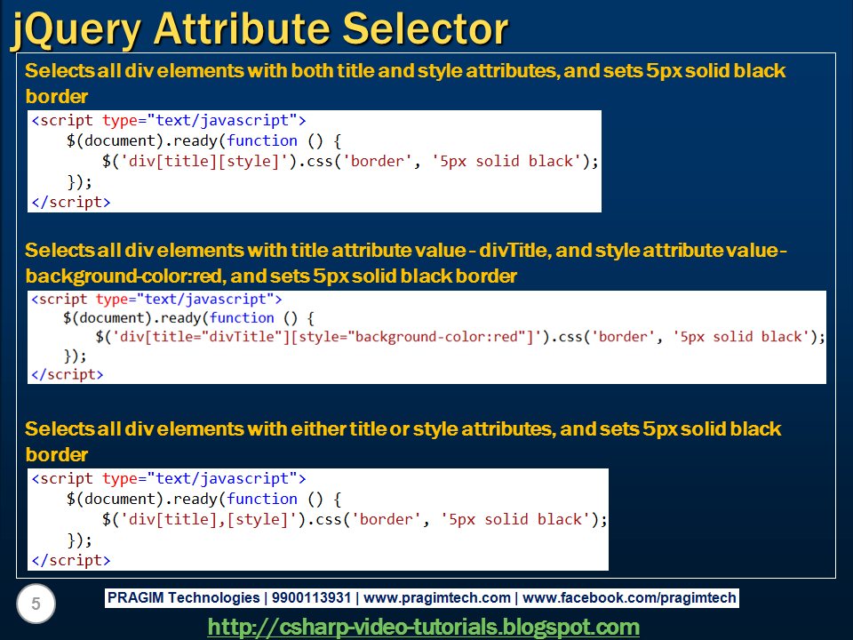 Sql Server Net And C Video Tutorial Jquery Attribute Selector