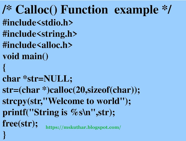 calloc() function in C