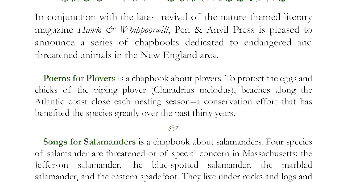 The Ampersand Blog: Submissions call: poems for endangered and ...