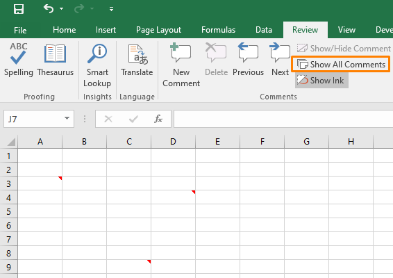 Nube de datos: How to remove all comments in Excel