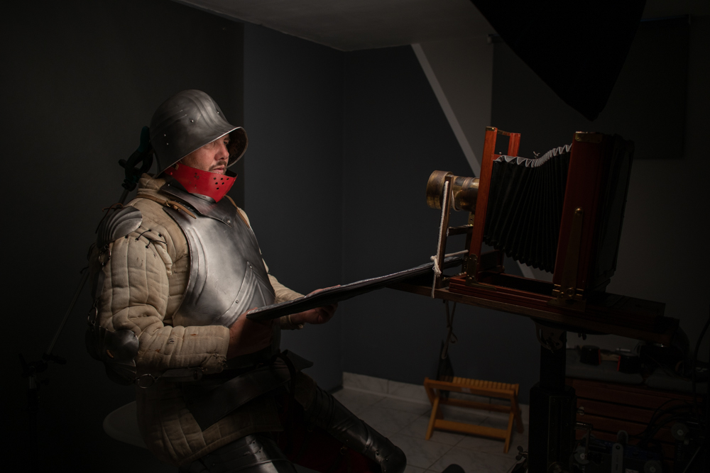 Medieval Knight Pointing Sword