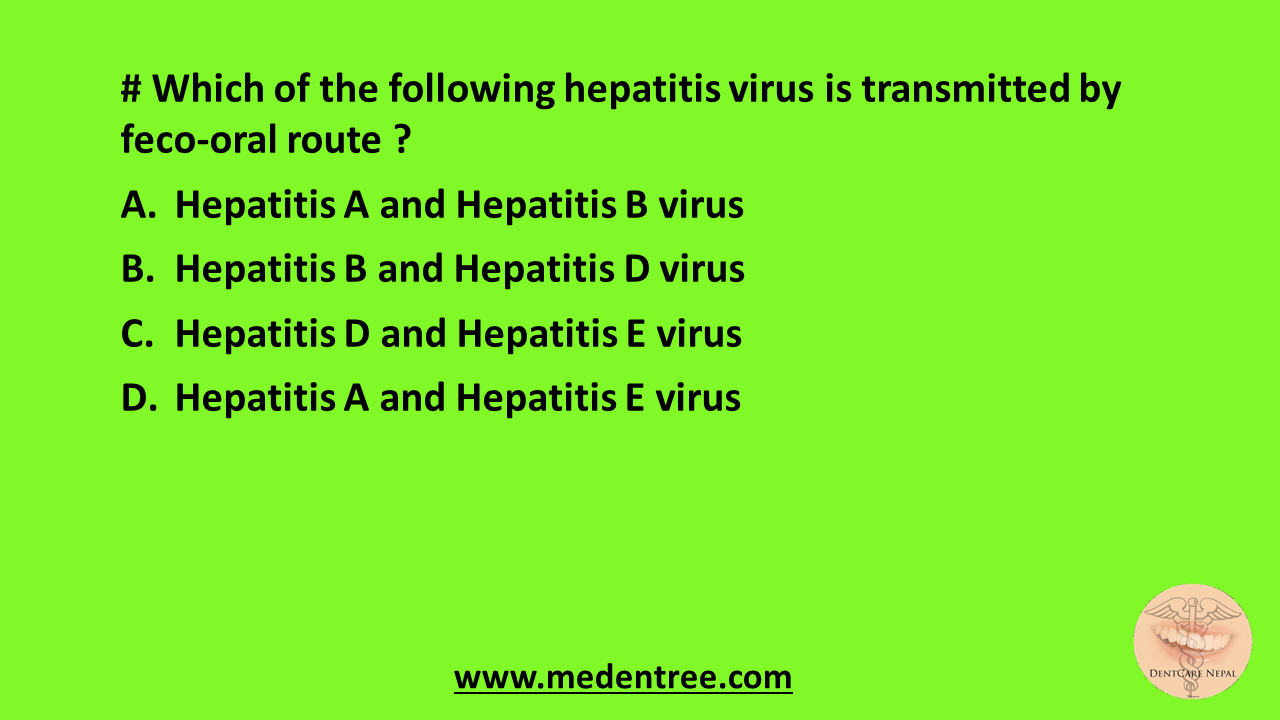 Medical Entrance Preparation: Virus transmitted by feco oral route